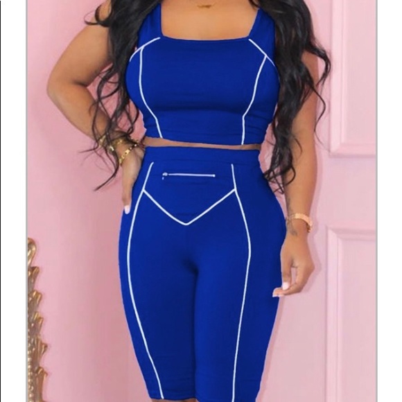 Shorts | Womens Bluewhite Two Piece Bermuda Short Set | Poshmark